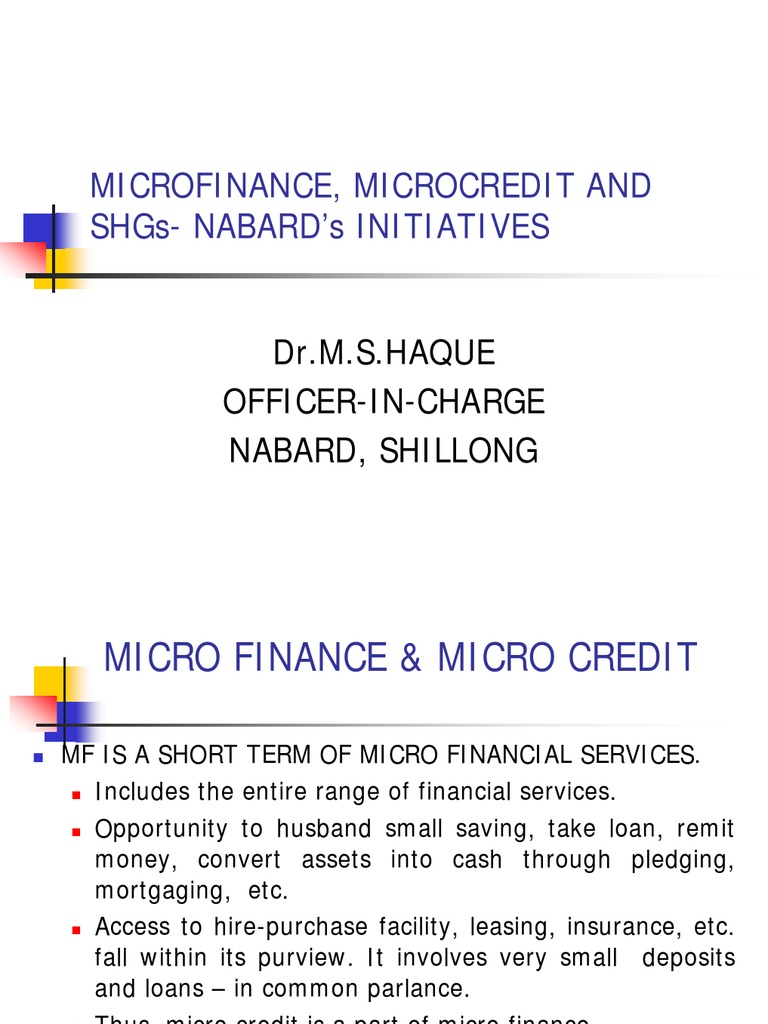 Microfinance and SHGs: NABARD Initiatives | PDF | Microfinance ...