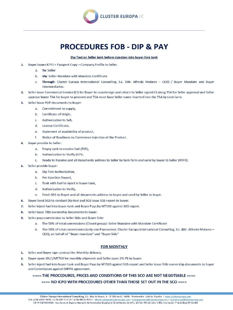 2020 Procedures Dip Pay Fob | PDF