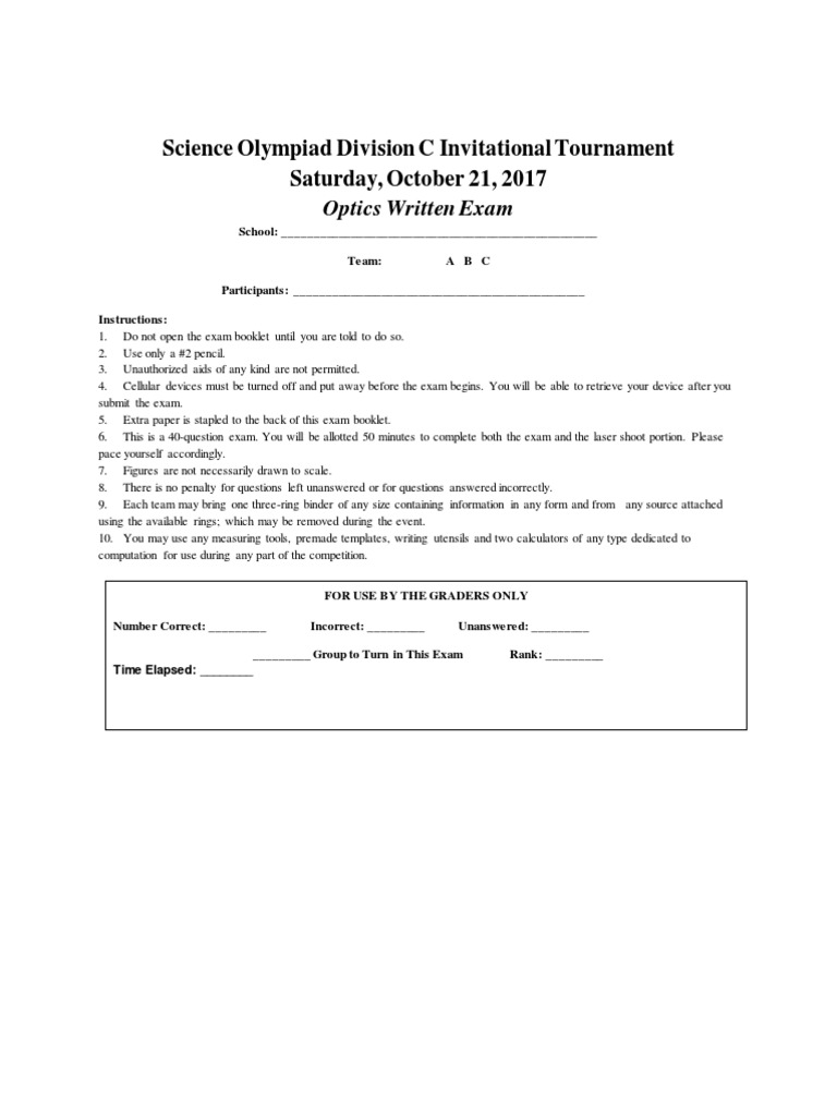 Exam - Optics | PDF | Light | Reflection (Physics)