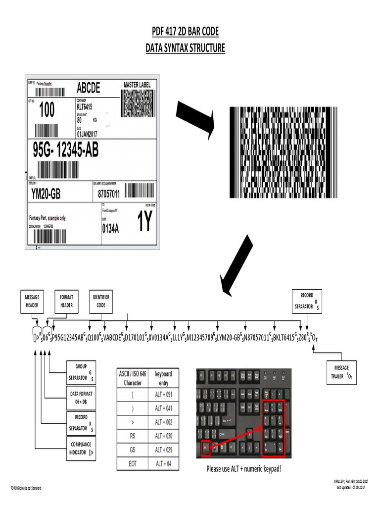 PDF417 2D Bar Code Data Syntax Structure | PDF