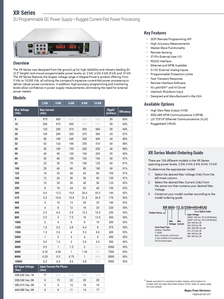 Datasheet XR 4.4.1 | PDF | Capacitor | Power Supply