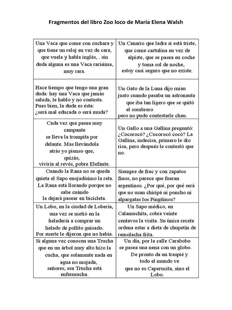 1º-Versos de Zoo Loco | PDF