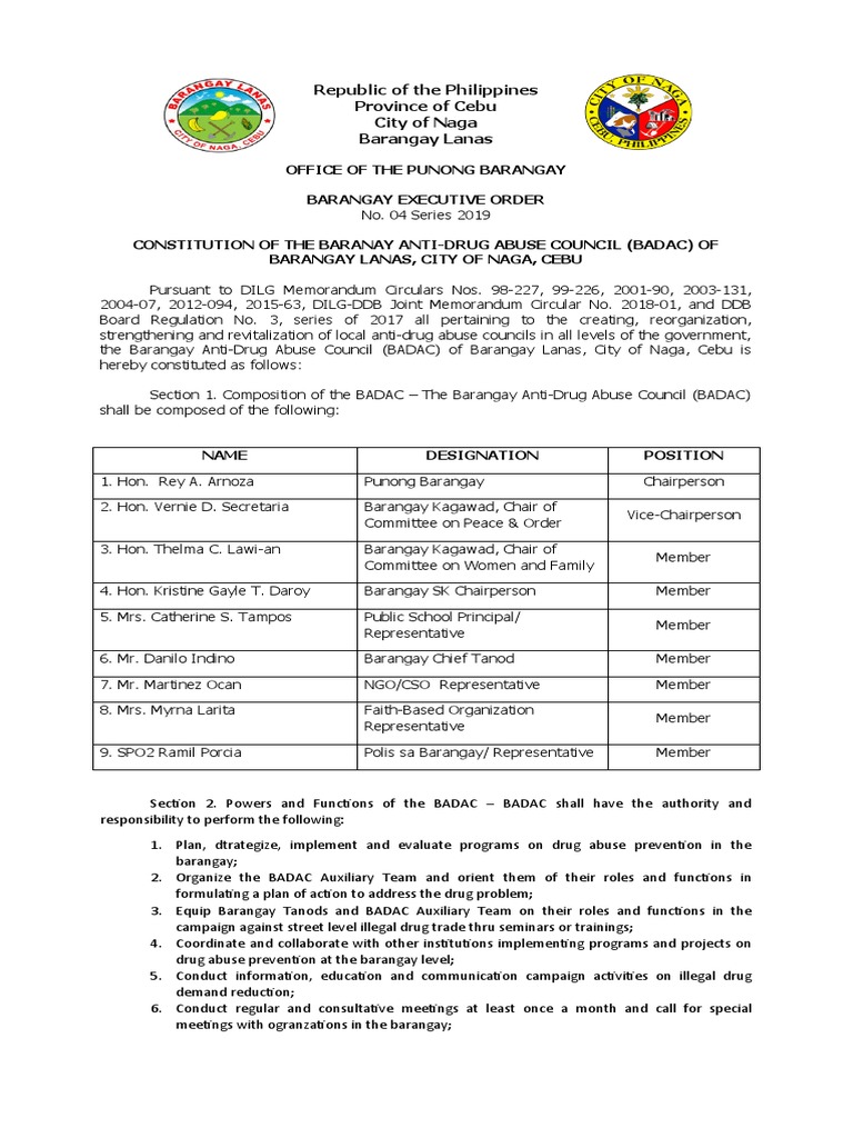 Executive Order No. 4, 2019 | PDF | Substance Abuse | Government