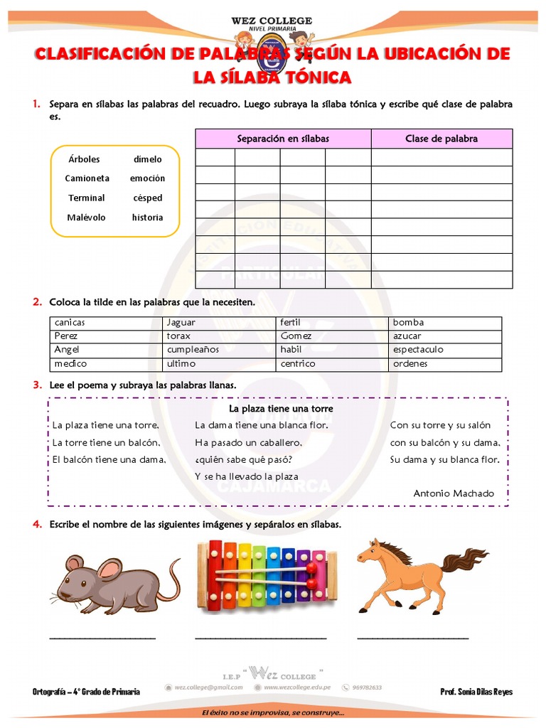 Clases de Palabras - Práctica - 4° Prim. | PDF | Juegos tradicionales ...