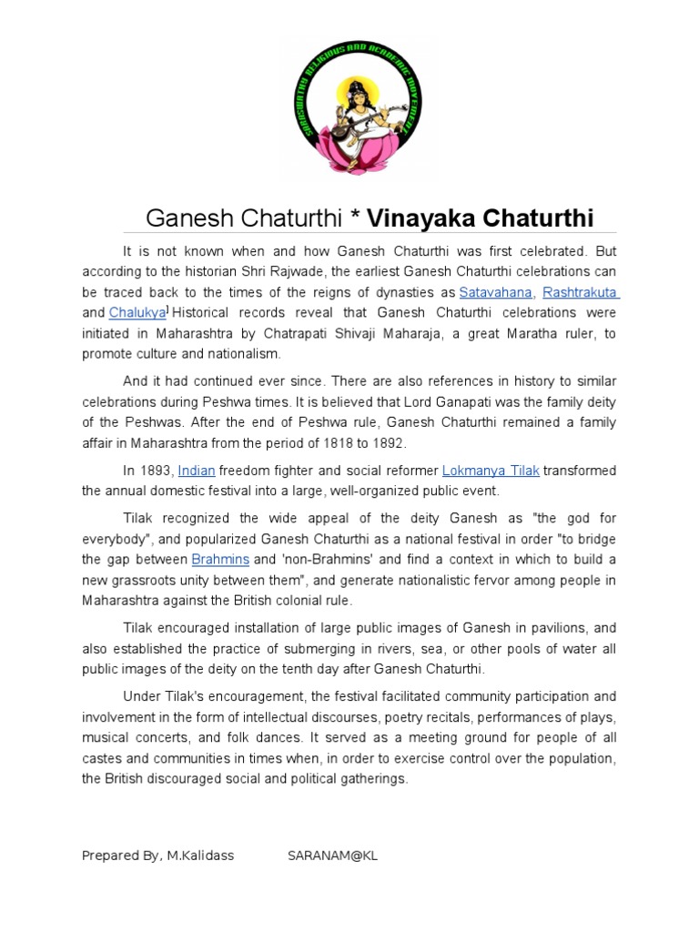 Ganesh Chaturthi Edited | PDF | Religion And Belief