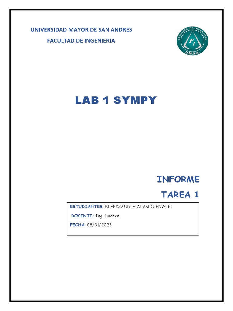 Informe Lab 1: Uso de Sympy | PDF