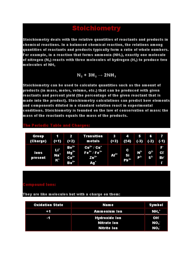 Stoichiometry | PDF | Chemical Reactions | Stoichiometry