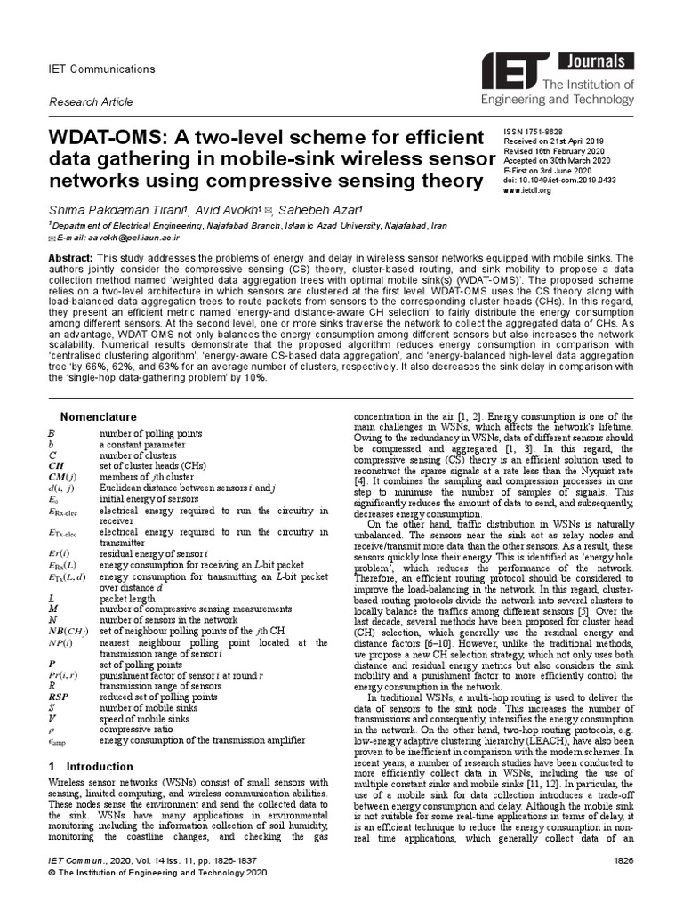 A Two-Level Scheme For Efficient Data Gathering in Mobile-Sink Wireless Sensor | PDF | Wireless ...