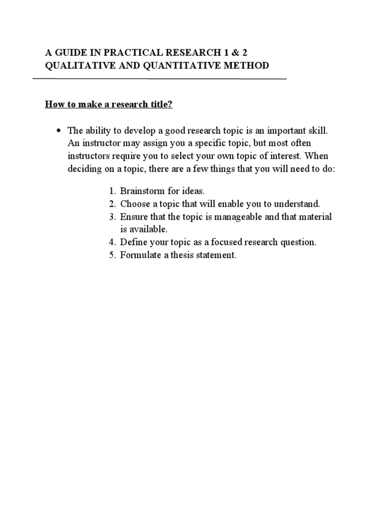 A Guide in Practical Research 1 | PDF