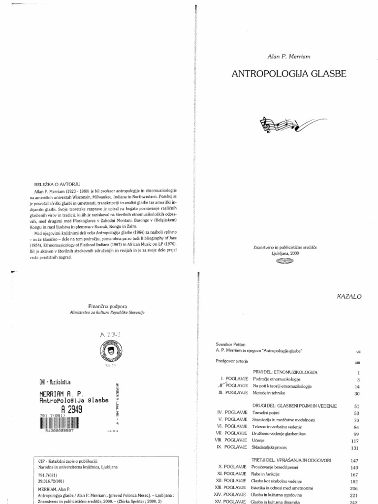A. P. Merriam - Antroplogija Glasbe | PDF