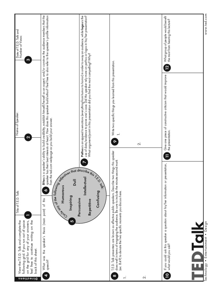 TED Talks Worksheet | PDF | Persuasion | Cognition