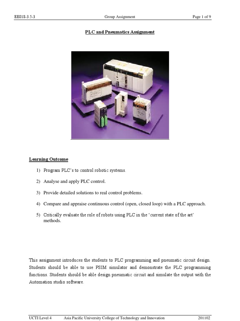PLC Assignment UC4F1101ME | PDF | Programmable Logic Controller | Automation