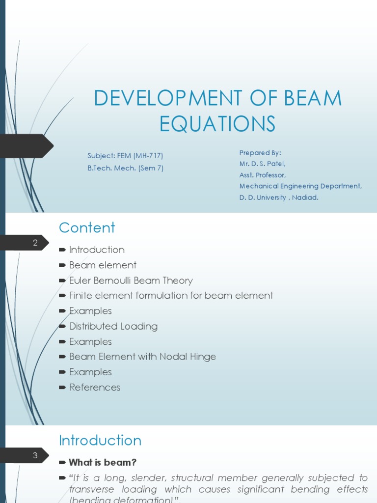 Development of Beam Equations | PDF | Bending | Beam (Structure)