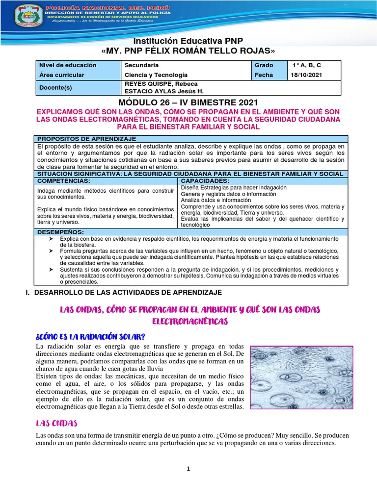 MÓDULO 26 - IV°BIM - CyT 1ro | PDF | Color | Espectro electromagnético