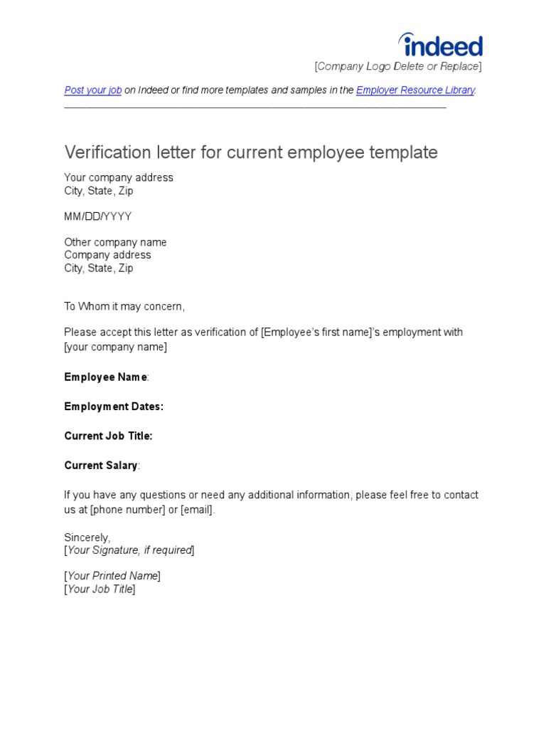 Verification Letter Templates and Samples - Indeed | PDF | Business ...