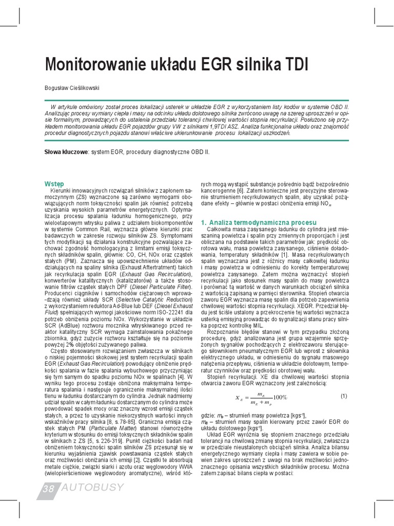 Monitorowanie Układu EGR Silnika TD | PDF