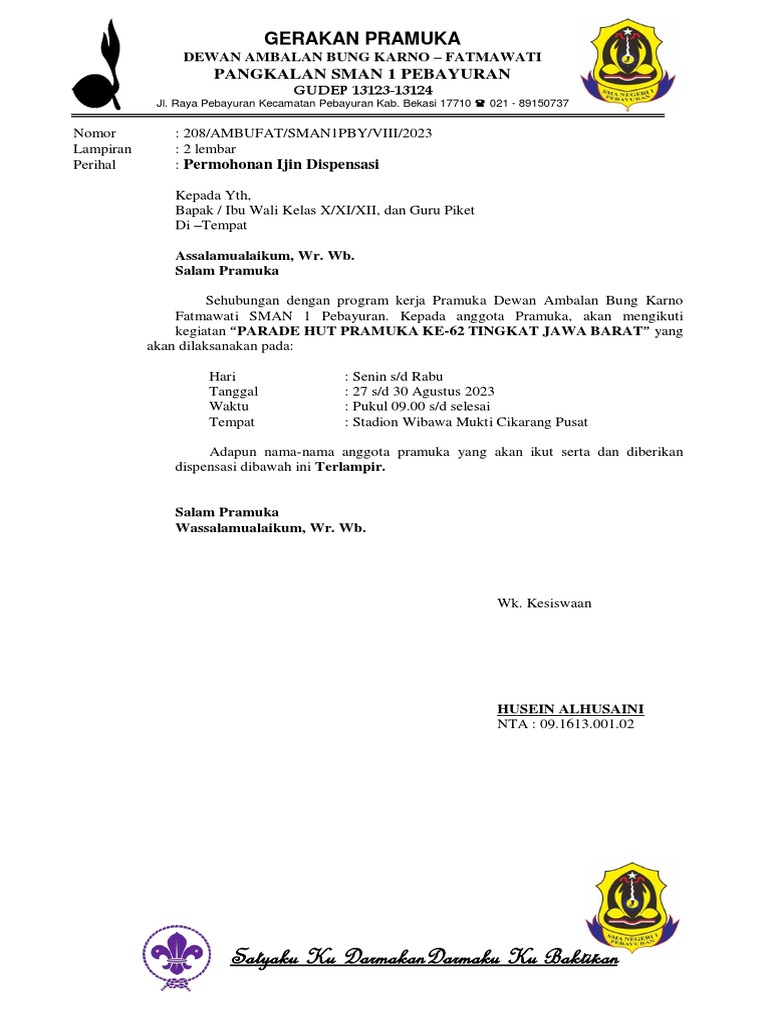 Surat Dispen 1 | PDF