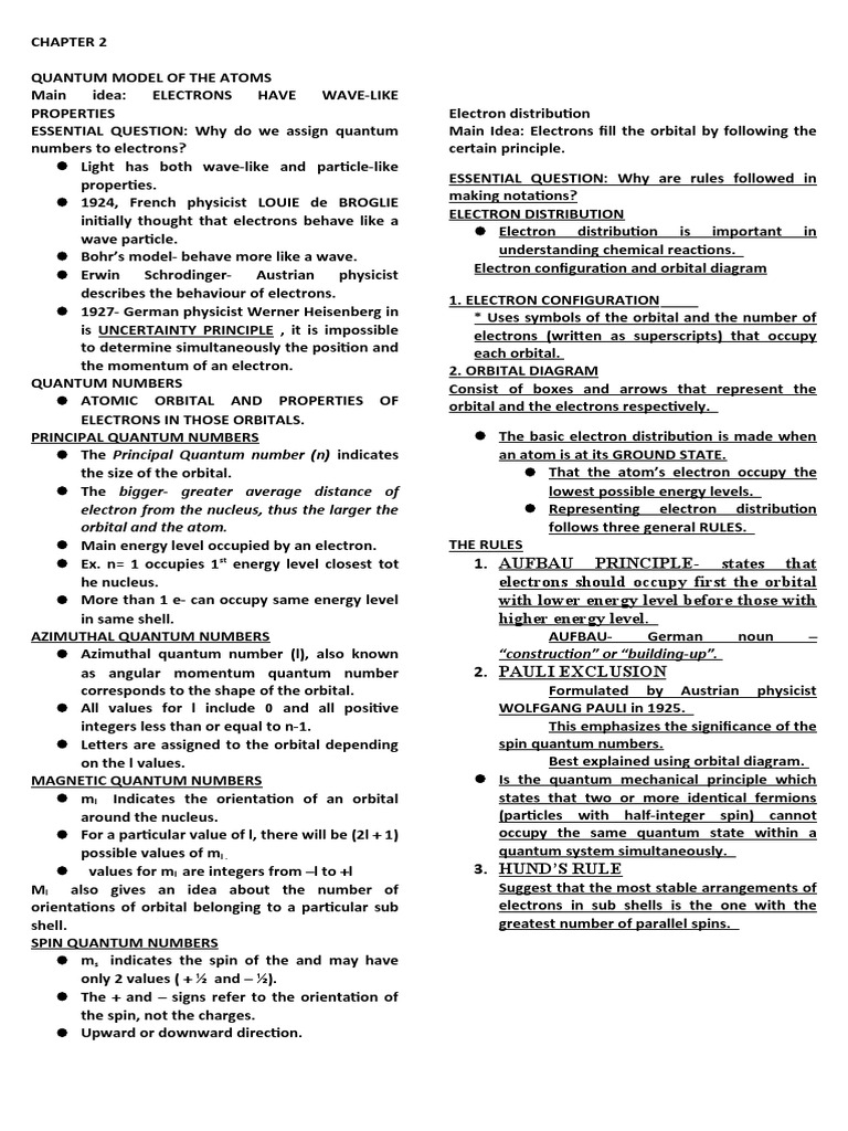 Chapter 2 - Quantum Model of The Atoms | Download Free PDF | Atomic Orbital | Spin (Physics)