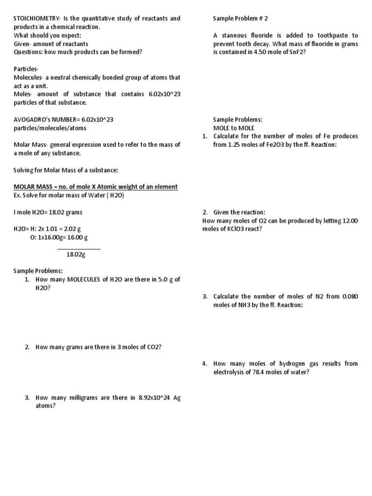 CHAPTER 6 - STOICHiometry | PDF | Science & Mathematics