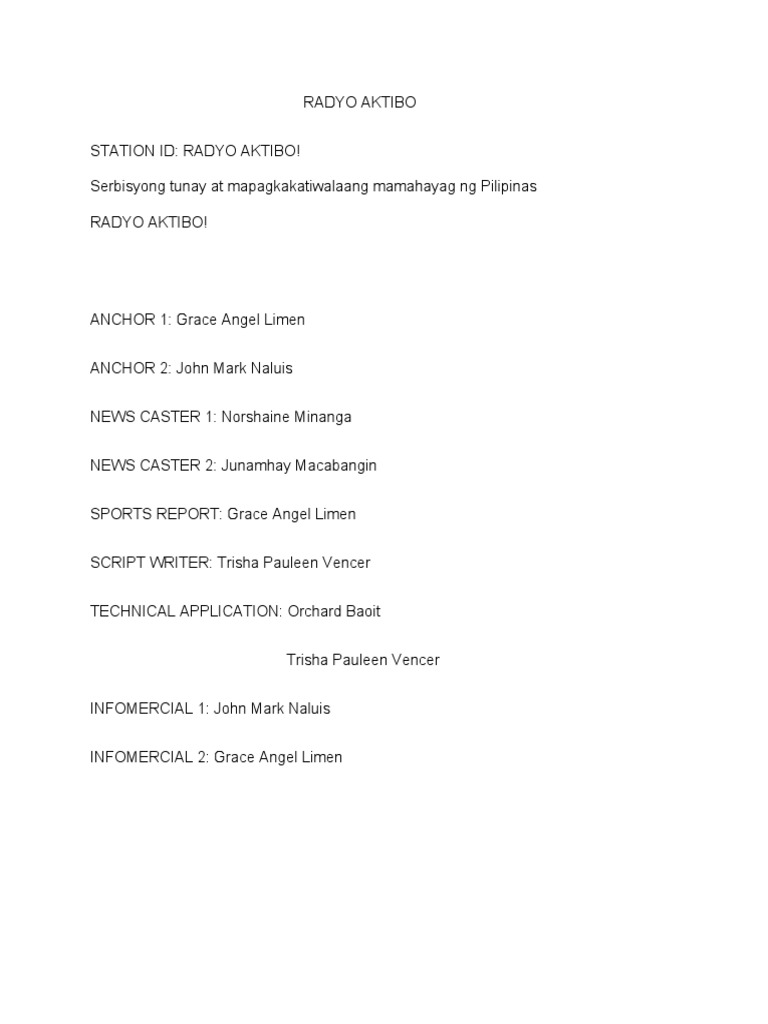 Radyo Aktibo Final Script. | PDF
