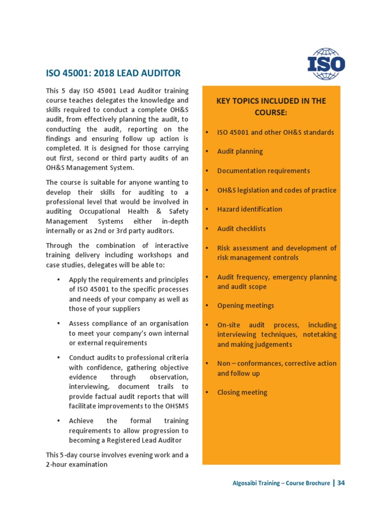 ISO 45001 Lead Auditor Course Overview | PDF | Business