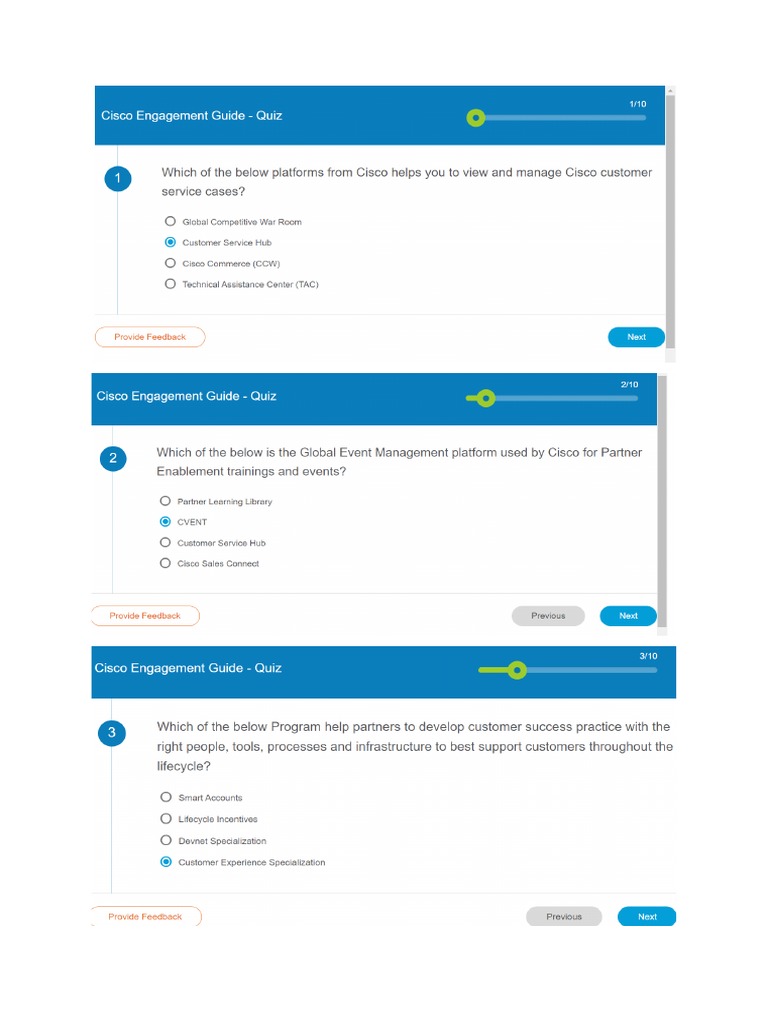 Cisco Engagement Guide - Quiz | PDF