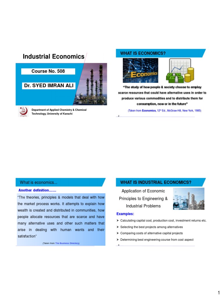 Industrial Economics 508-Complete Lecture Slides | PDF | Economics | Cost