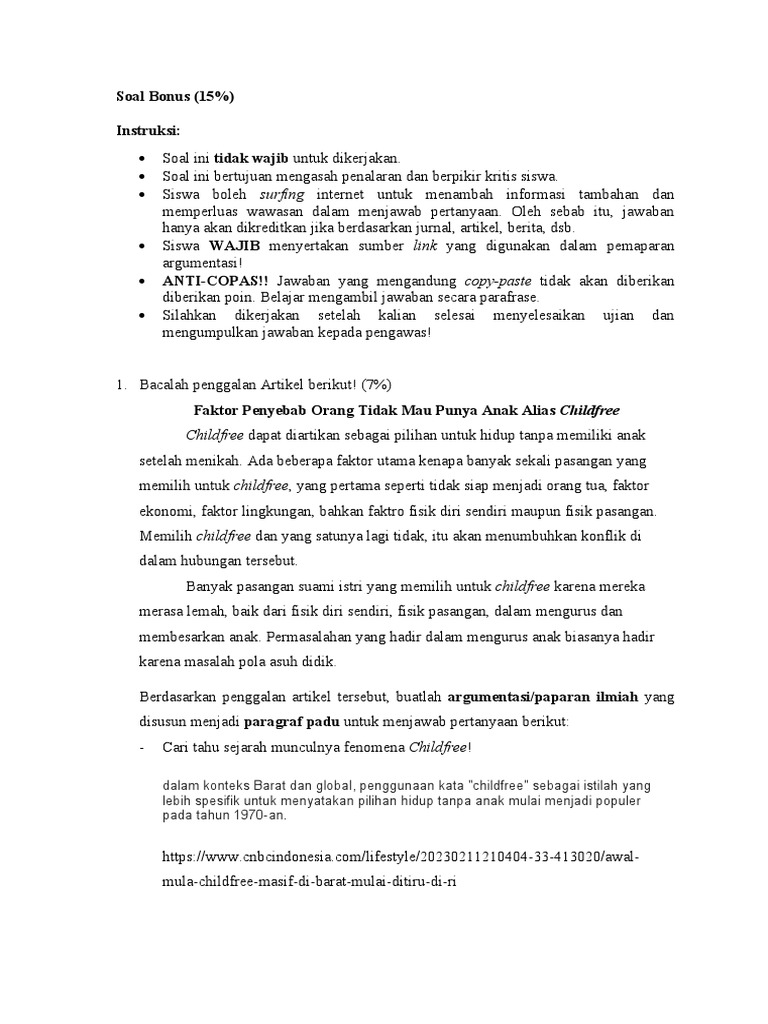 Soal Bonus | PDF | Ilmu Sosial