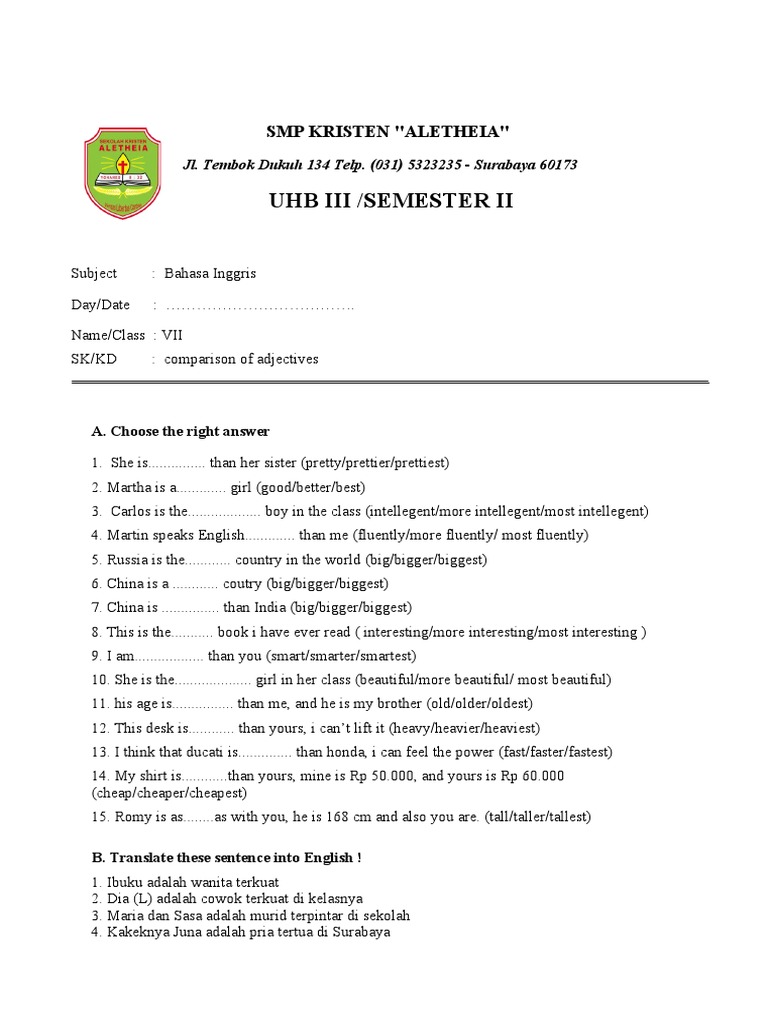 Uhb 3 Inggris Keals 7 | PDF