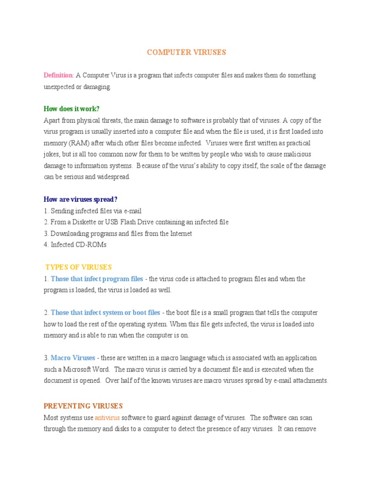 IT Notes COMPUTER VIRUSES | PDF | Computer Virus | Antivirus Software