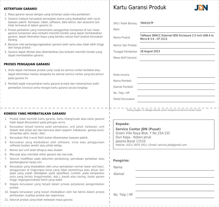 Ketentuan dan Proses Kartu Garansi | PDF | Bisnis | Pengelolaan ...