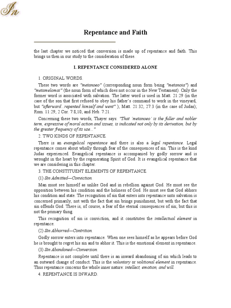 Repentance and Faith | Download Free PDF | Penance | Faith