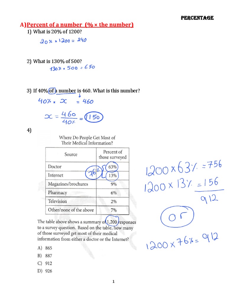Practice On Percentage - 230505 - 135504 | PDF | Percentage | Economies
