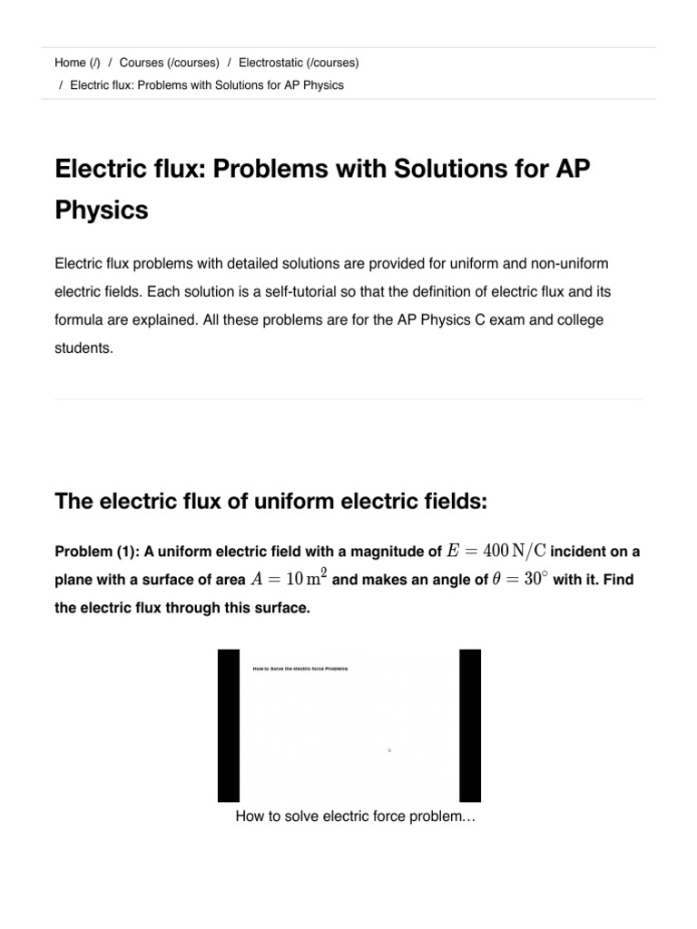 Electric Flux Problems With Solutions For AP Physics | PDF | Flux ...