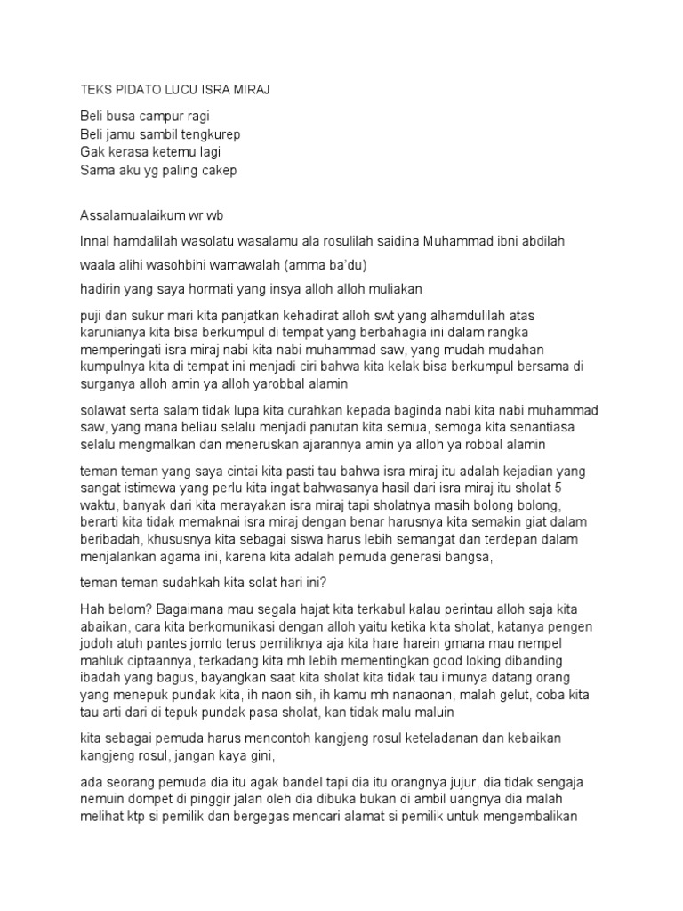 Teks Pidato Lucu Isra Miraj | PDF