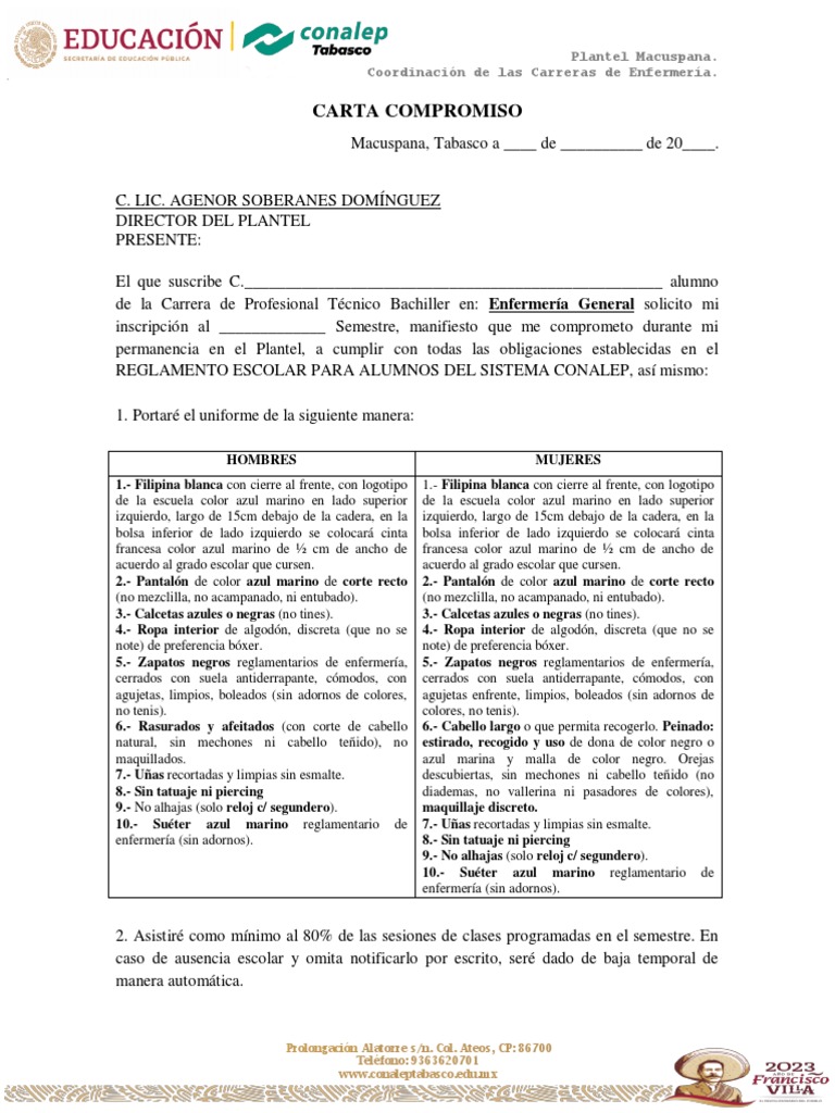 Carta Compromiso Enfe 2023 | PDF | Salud y bienestar | Ciencia y matemáticas