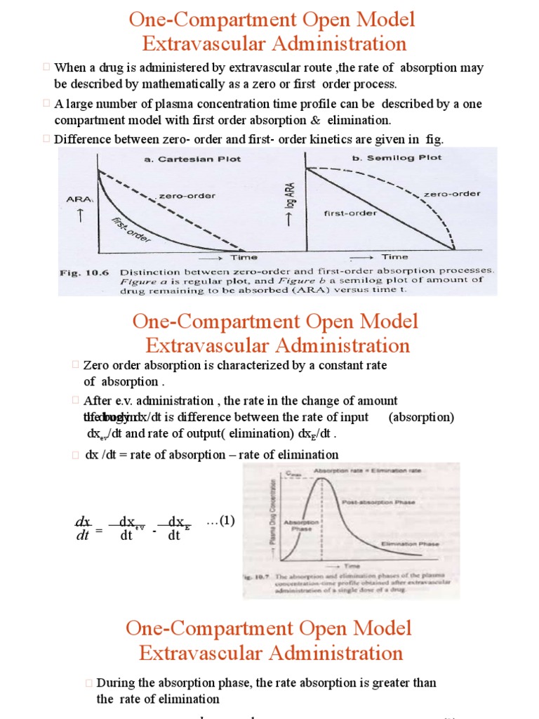 One Compartment Open Model Extravascular | PDF | Pharmacokinetics ...
