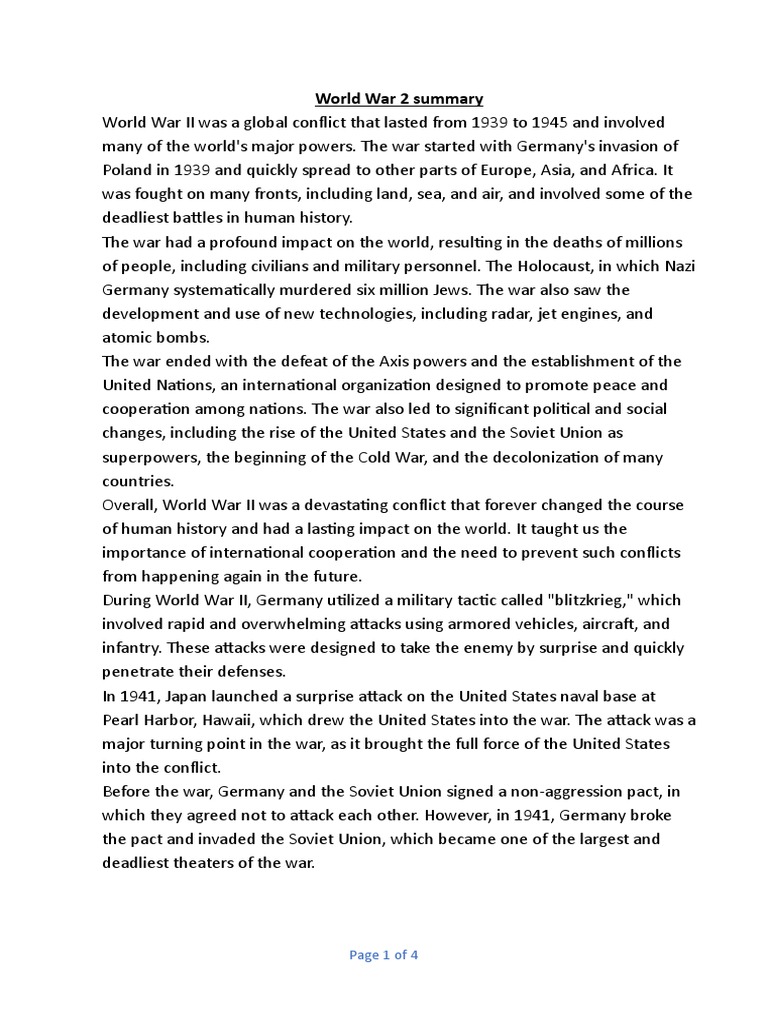 World War 2 Summary & Questionns | PDF | World War II | Conflicts