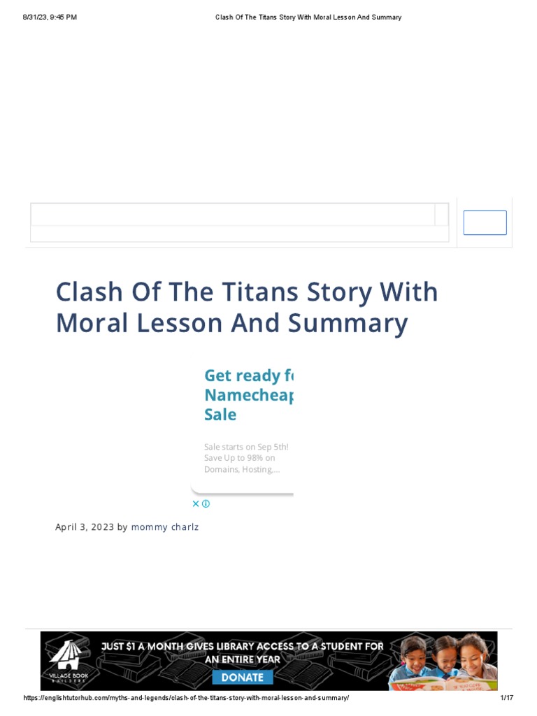 Clash of the Titans: Summary & Lessons | PDF | Zeus | Greek Mythology
