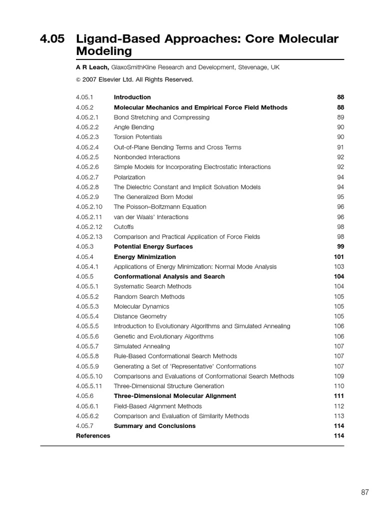 Ligand Based Approaches Core Molecular Modeling | PDF | Force Field ...