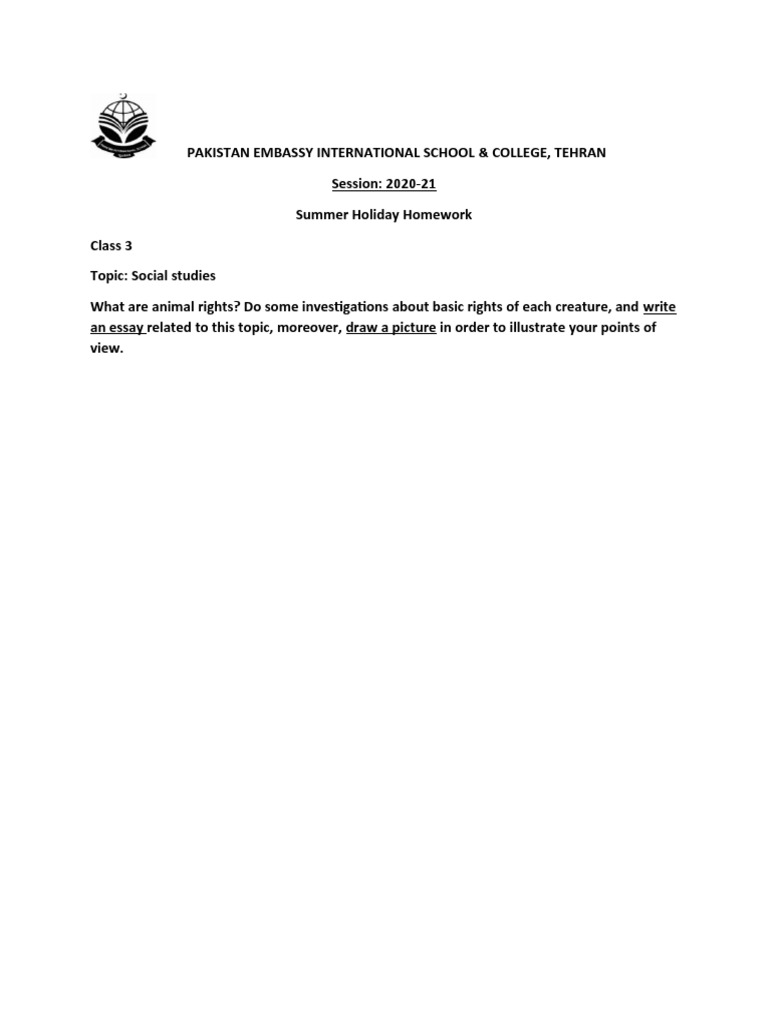 Class 3 - SST Summer Holiday Homework | PDF