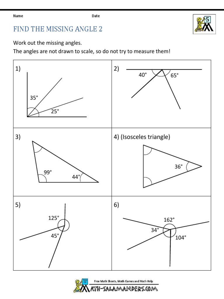 Find the Missing Angles Worksheet | PDF