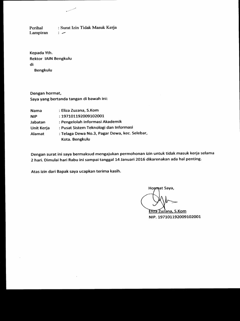 Contoh Permohonan Izin | PDF