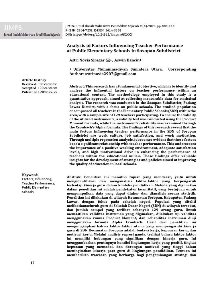 Analysis of Factors Influencing Teacher Performance | PDF | Statistical Significance ...