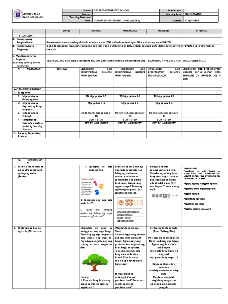Math-Q1-W1-Monday-Friday-Visualizing and Representing Numbers 101-1000 ...