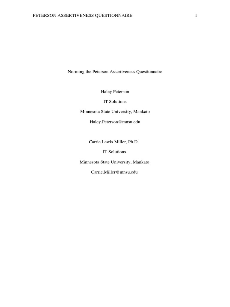 Norming The Peterson Assertiveness Questionnaire | PDF | Survey Methodology | Validity (Statistics)