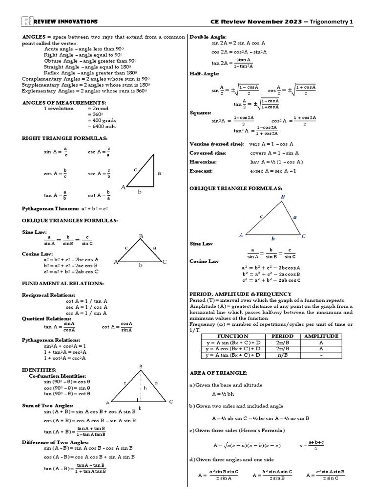 Trigonometry 1 | PDF | Triangle | Elementary Geometry