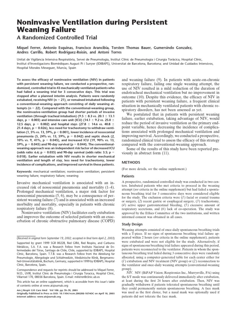 Ferrer 2003 | Download Free PDF | Intensive Care Medicine | Intensive ...
