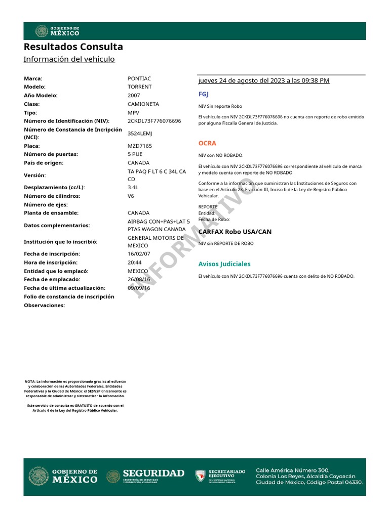 Formato Reporte de No Robó | PDF | Vehículo de motor | Vehículos