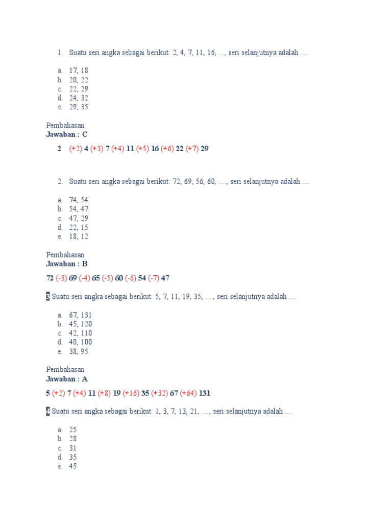 Latihan Soal Deret Angka | PDF